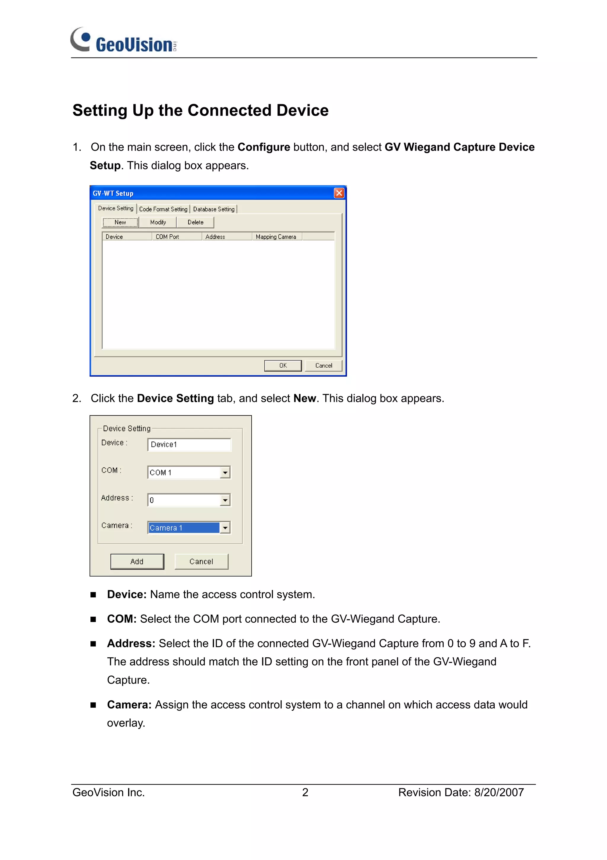GeoVision : Access Control Solutions : How to : Wiegand settings | PDF