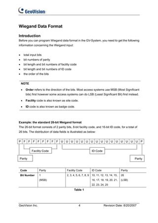 GeoVision : Access Control Solutions : How to : Wiegand settings | PDF