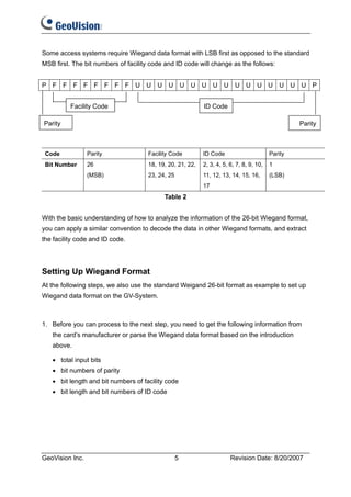 GeoVision : Access Control Solutions : How to : Wiegand settings | PDF