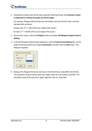 GeoVision : Access Control Solutions : How to : Wiegand settings | PDF