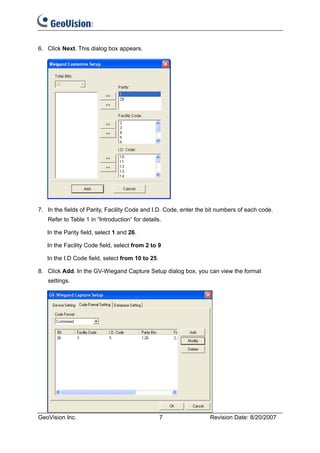 GeoVision : Access Control Solutions : How to : Wiegand settings | PDF