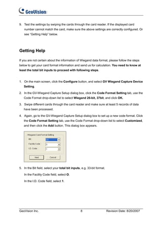 GeoVision : Access Control Solutions : How to : Wiegand settings | PDF