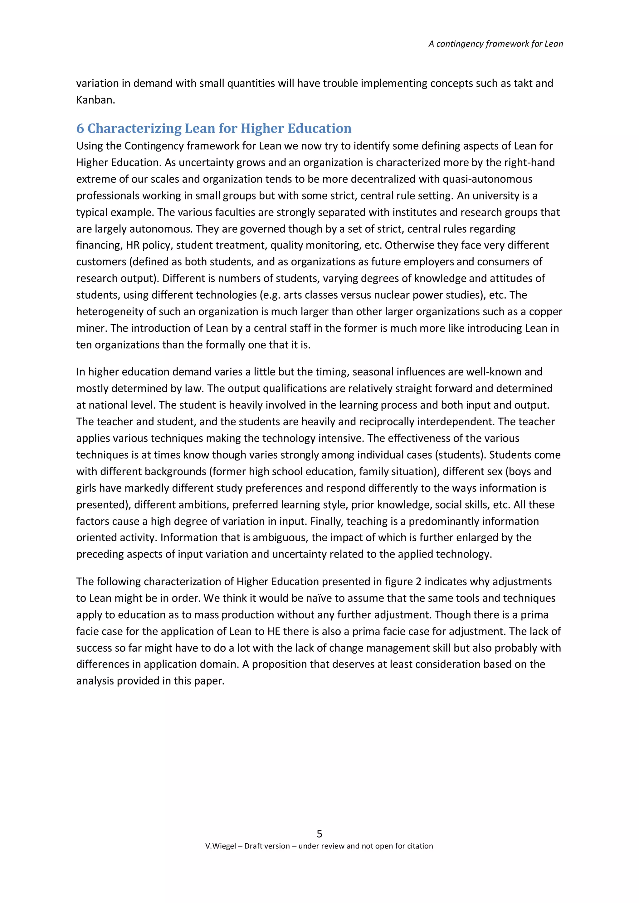 Wiegel, Vincent; Lean contingency framework extended abstract | PDF