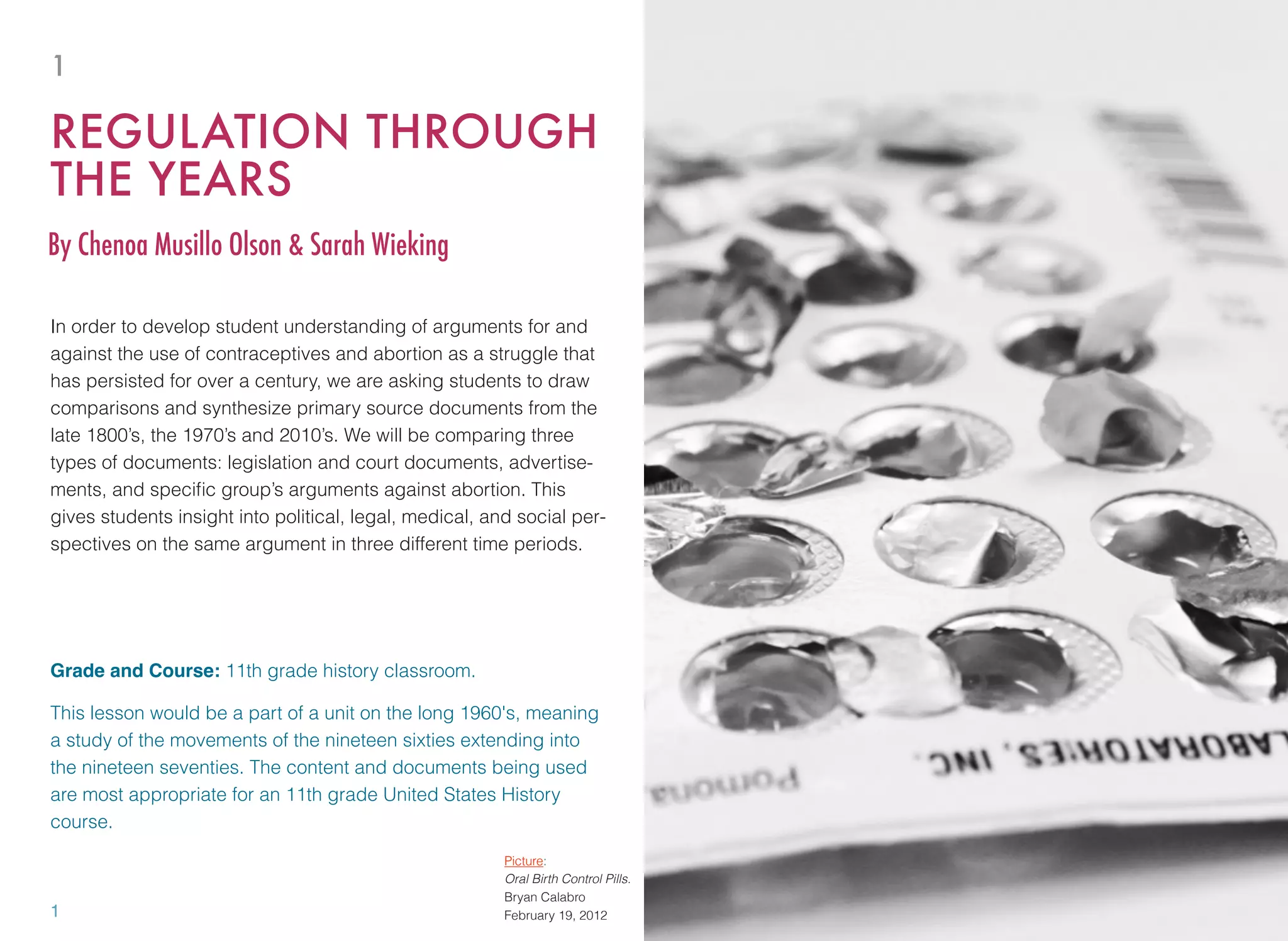 Regulation Through the Years by Chenoa Musillo Olson and Sarah Wieking ...
