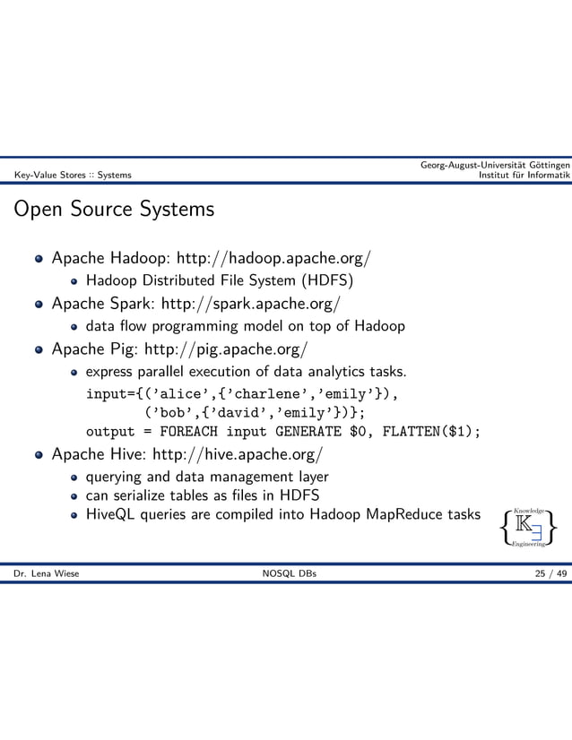 Nosql Databases An Overview Lena Wiese Research Group Knowledge Engineer At Göttingen
