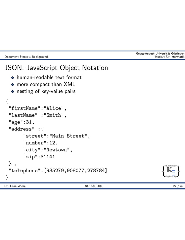 Nosql Databases An Overview Lena Wiese Research Group Knowledge Engineer At Göttingen