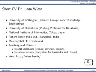 Replication and Synchronization Algorithms for Distributed Databases - Lena Wiese | PDF