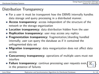 Replication and Synchronization Algorithms for Distributed Databases - Lena Wiese | PDF