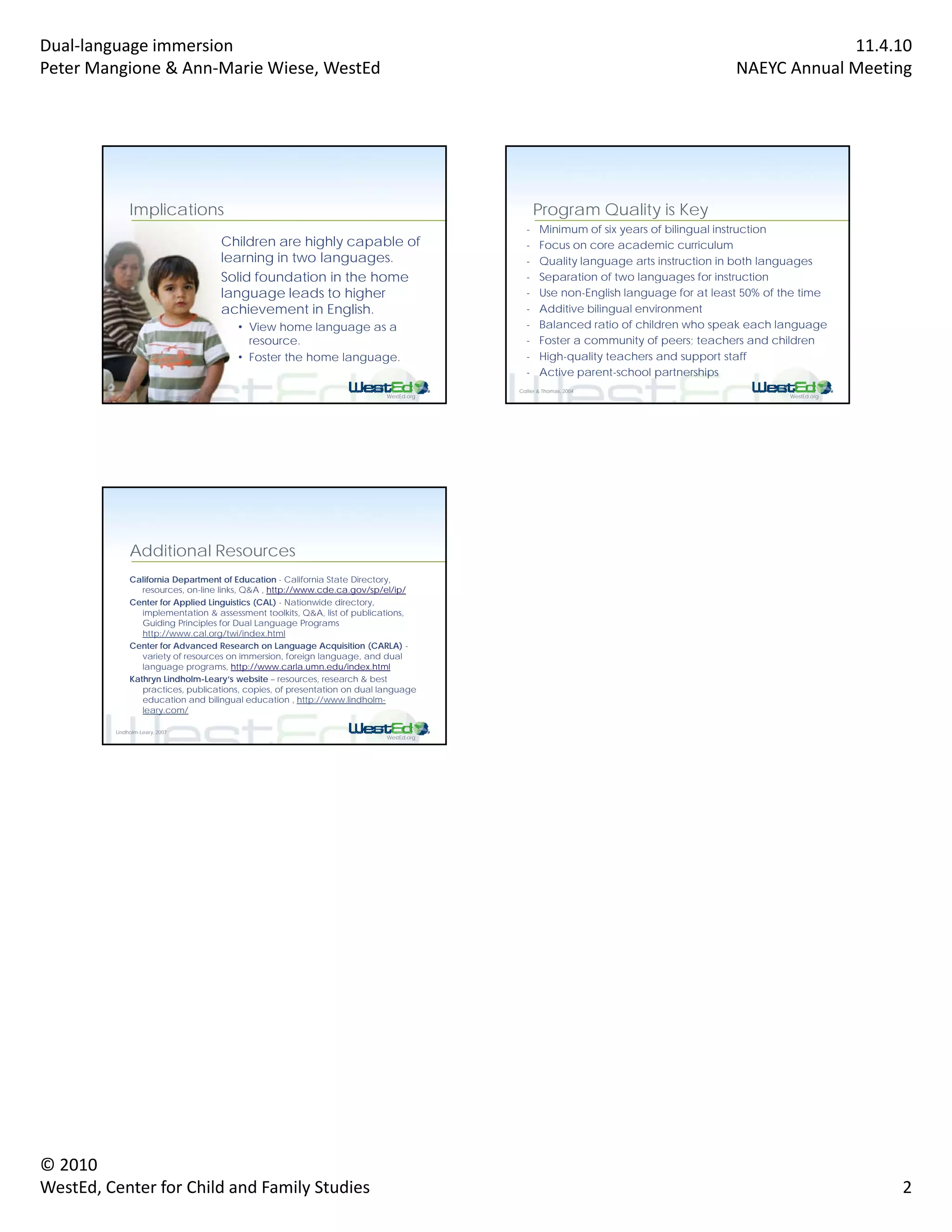 Key Elements of Dual Language Immersion (Powerpoint) | PDF