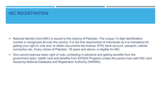 PROCESS OF GETTING CNIC - Women in Election - Pakistan | PPTX | Medical ...