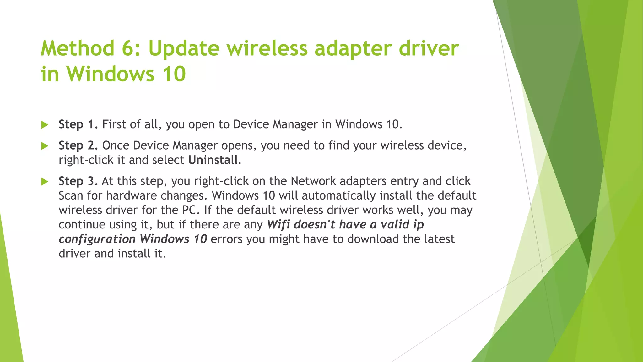 Wifi Doesnt Have A Valid Ip Configuration In Windows 10 Ppt