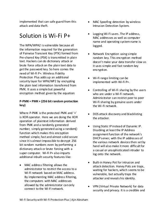 Wi-Fi Security with Wi-Fi P+