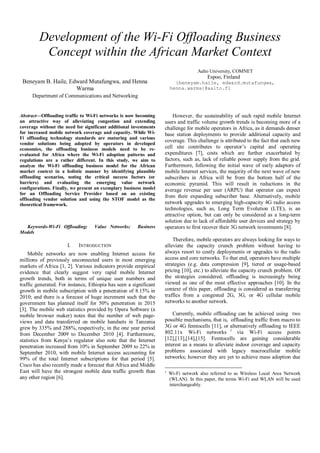 Development of the Wi-Fi Offloading Business Concept within the African Market Context | PDF