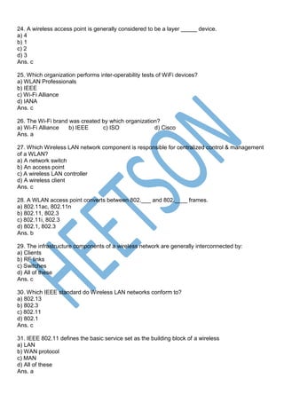 Wi-Fi MCQ Wireless Communication Questions | PDF