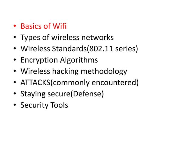 WiFi Secuiry: Attack & Defence | PPTX | Computer Networking | Computing