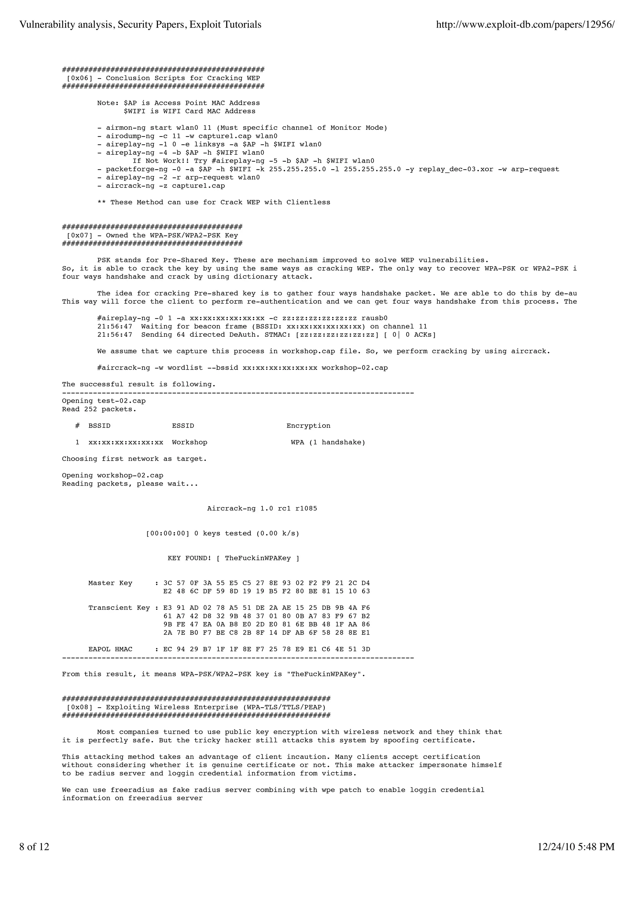 Wi-Foo Ninjitsu Exploitation | PDF