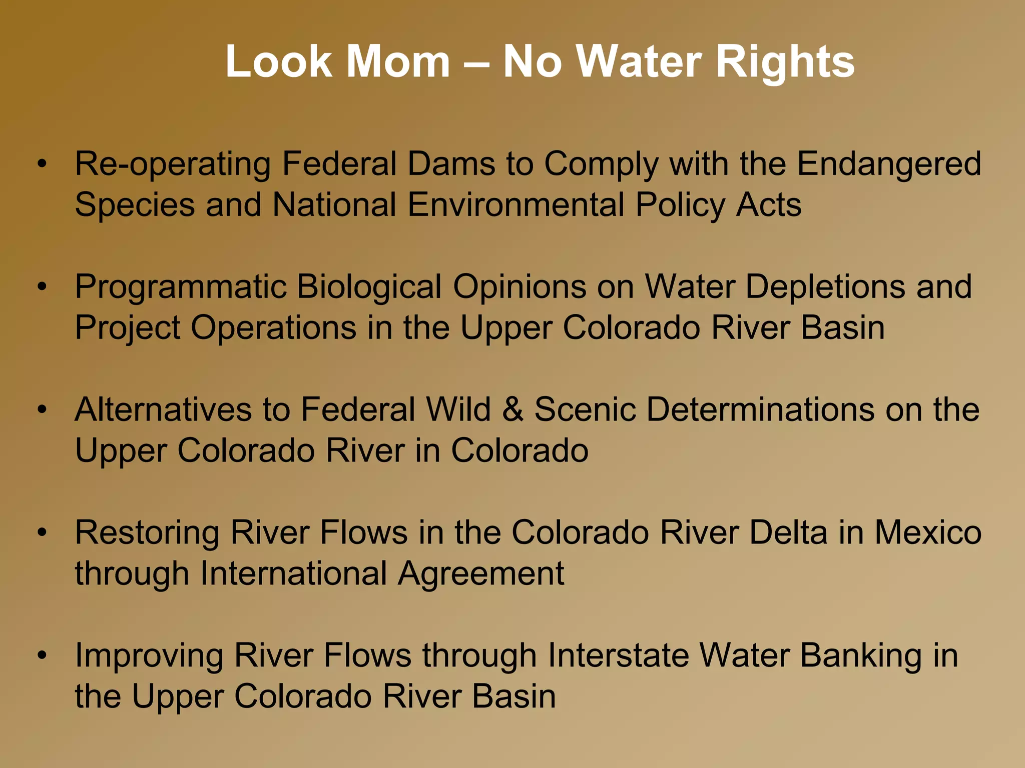 Administrative Tools for Protecting River Flow Regimes - Robert ...