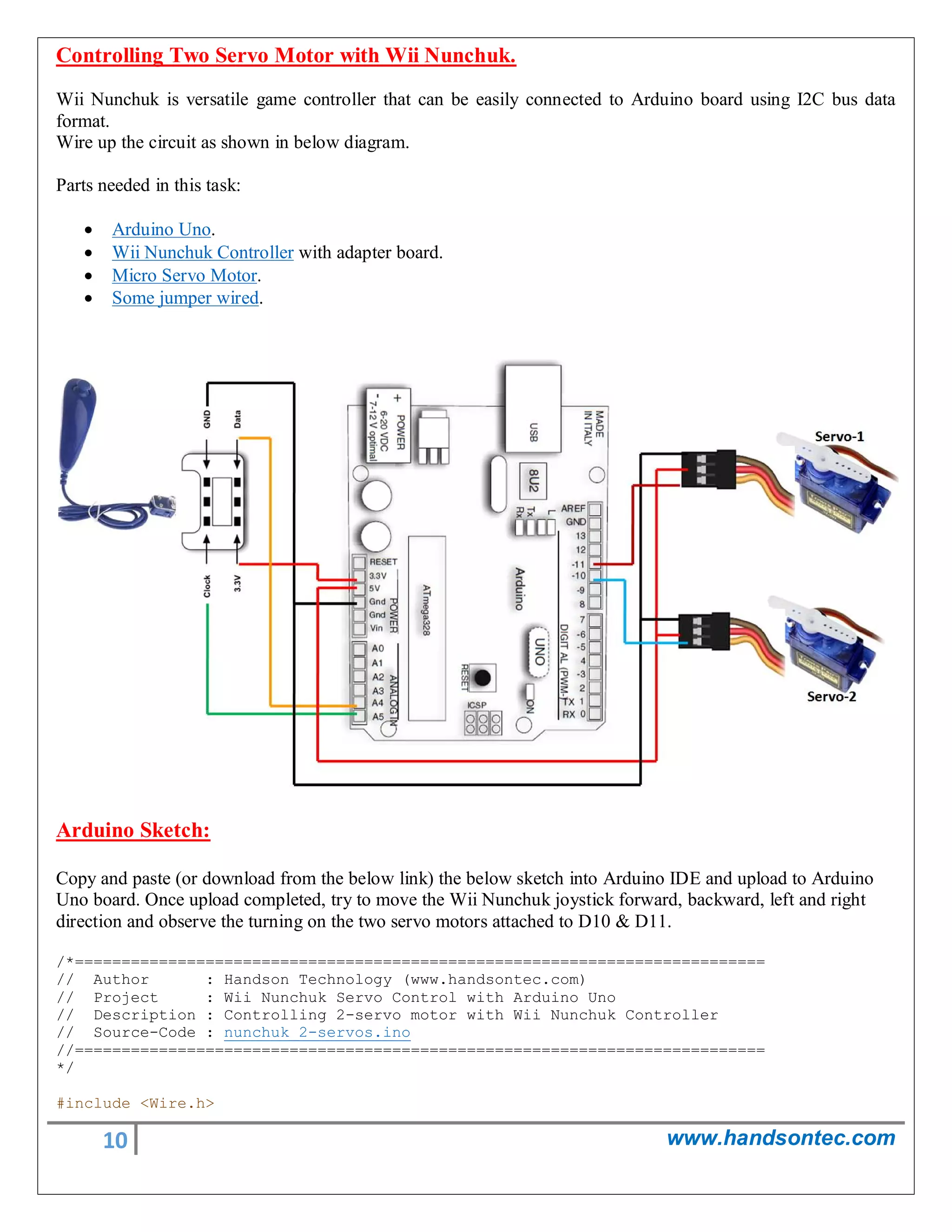 Wii Nunchuk for Arduino | PDF