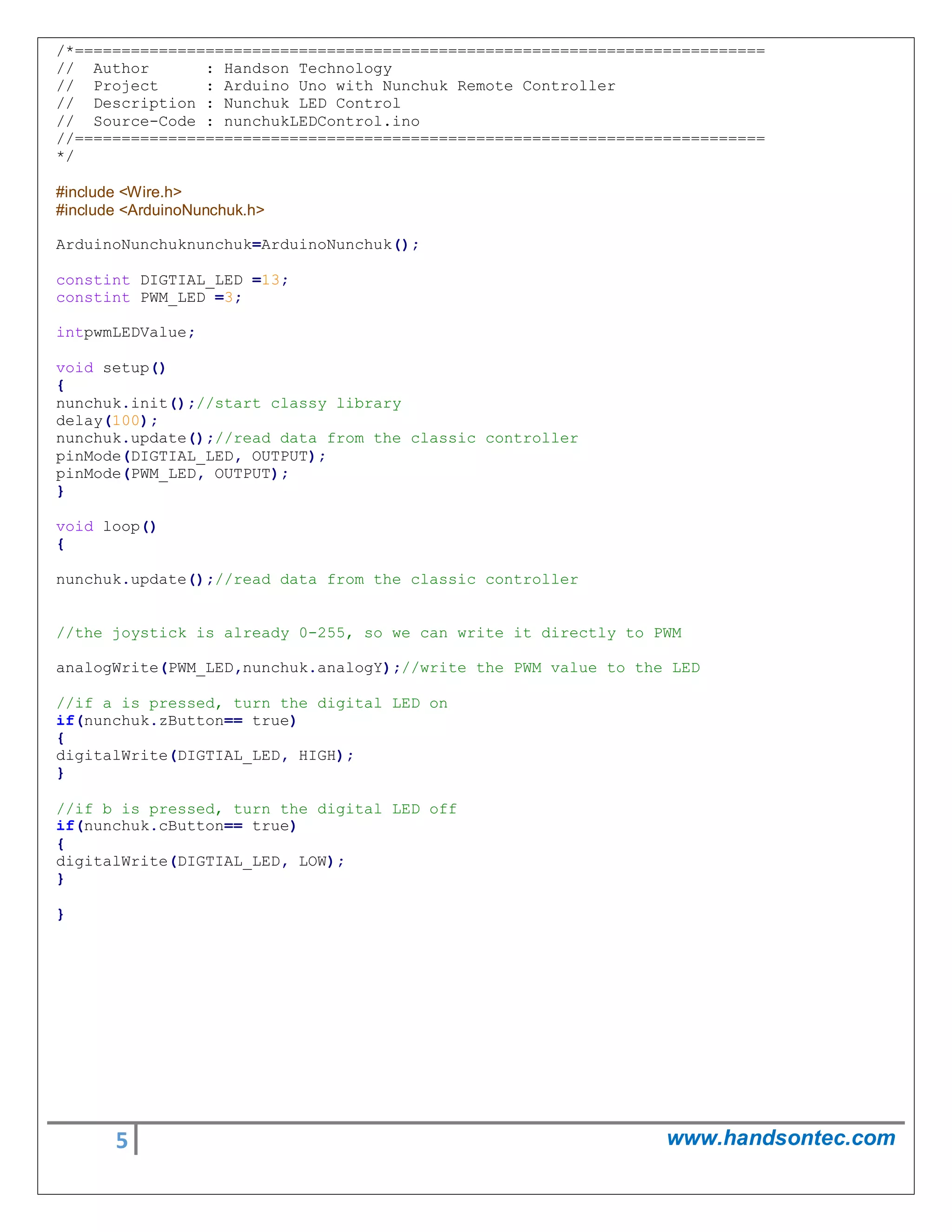 Wii Nunchuk for Arduino | PDF | Computer Peripherals | Computing