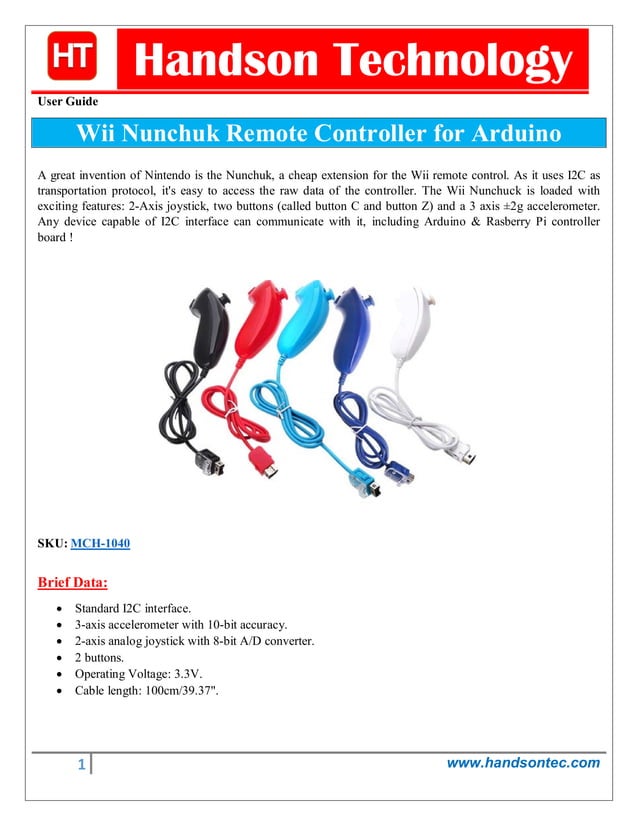 Wii Nunchuk for Arduino | PDF | Computer Peripherals | Computing