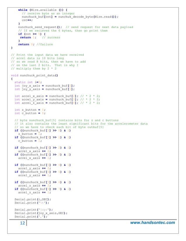 Wii Nunchuk for Arduino | PDF | Computer Peripherals | Computing