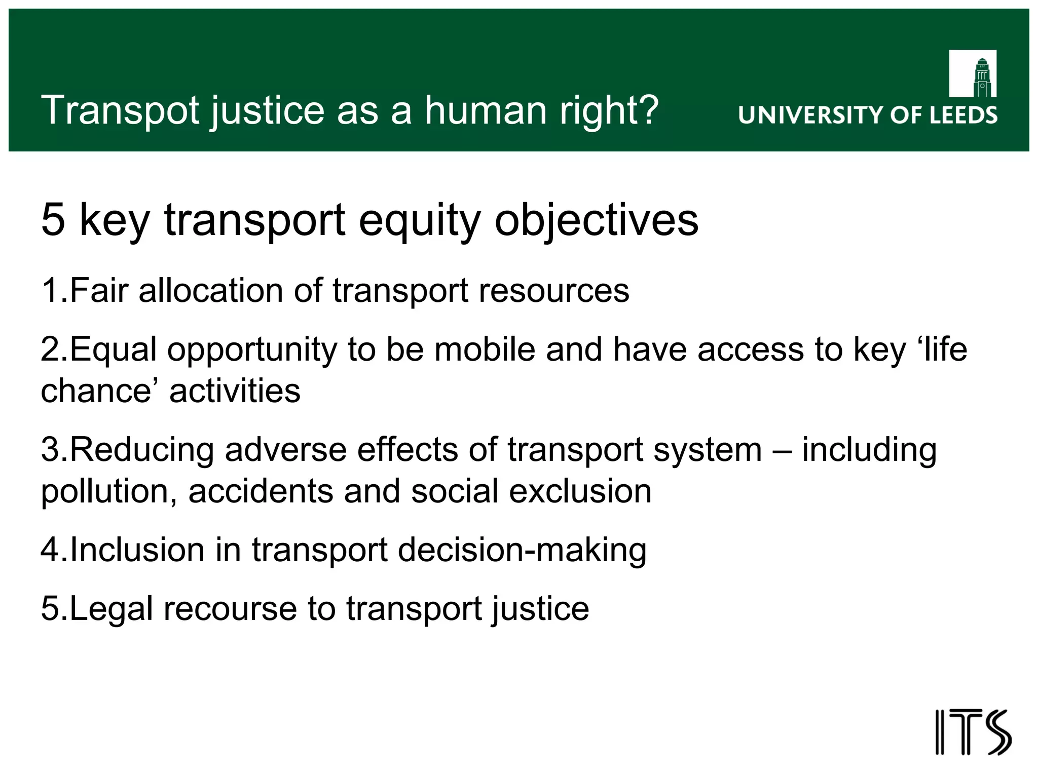 Why does equity in transport matter? | PPT