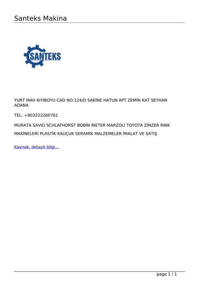 Santeks makina | PDF