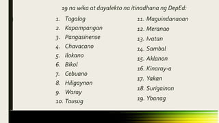 Wikang Opisyal at Wikang Panturo | PPTX