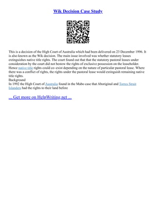 Wik Decision Case Study | PDF