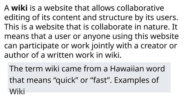 Powerpoint presentation about THE WIKIPEDIA | PPTX