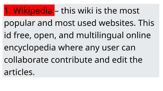 Powerpoint presentation about THE WIKIPEDIA | PPTX