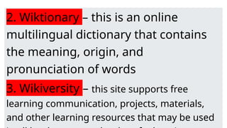 Powerpoint presentation about THE WIKIPEDIA | PPT