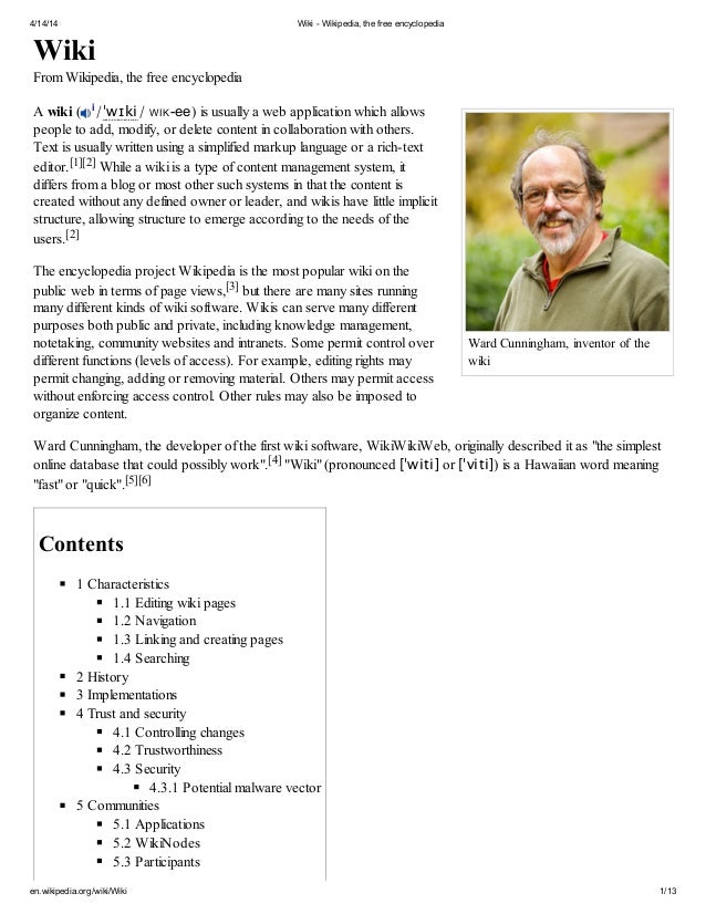 Wiki wikipedia, the free encyclopedia