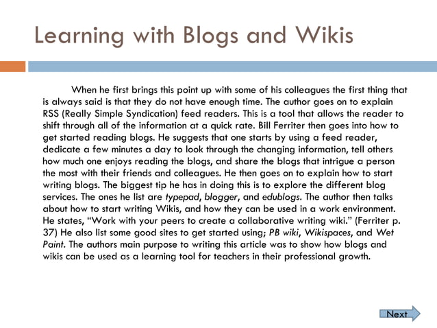 Wiki And Blogs | PPT | Internet for Beginners | Internet