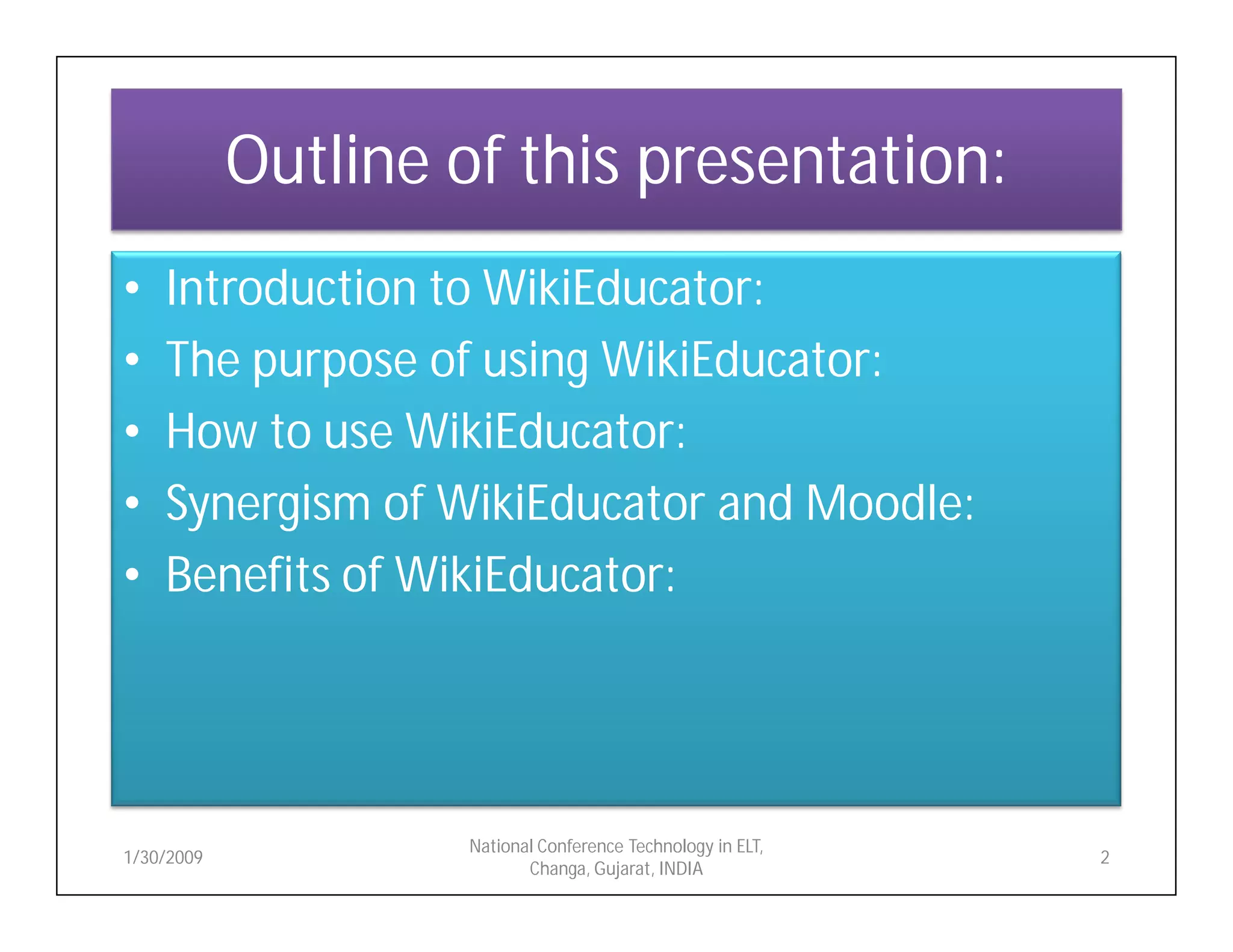 WikiEducator: A Community for OER | PPT