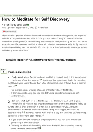 How to meditate for self discovery | PDF
