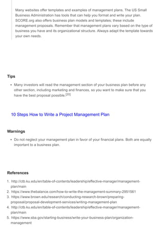 How to Write a Management Plan | PDF