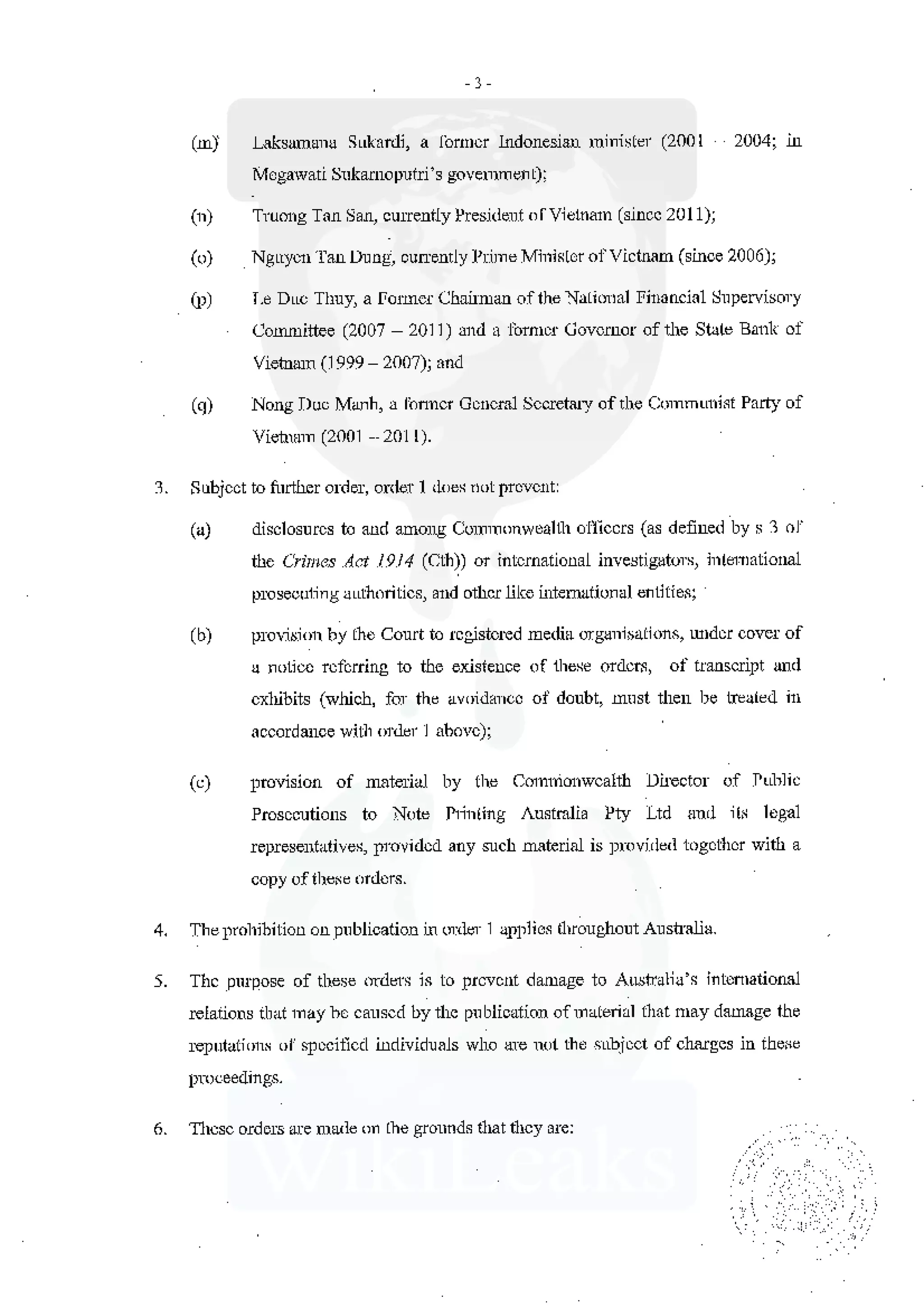Wiki leaks australian-suppression-order | PDF | Politics