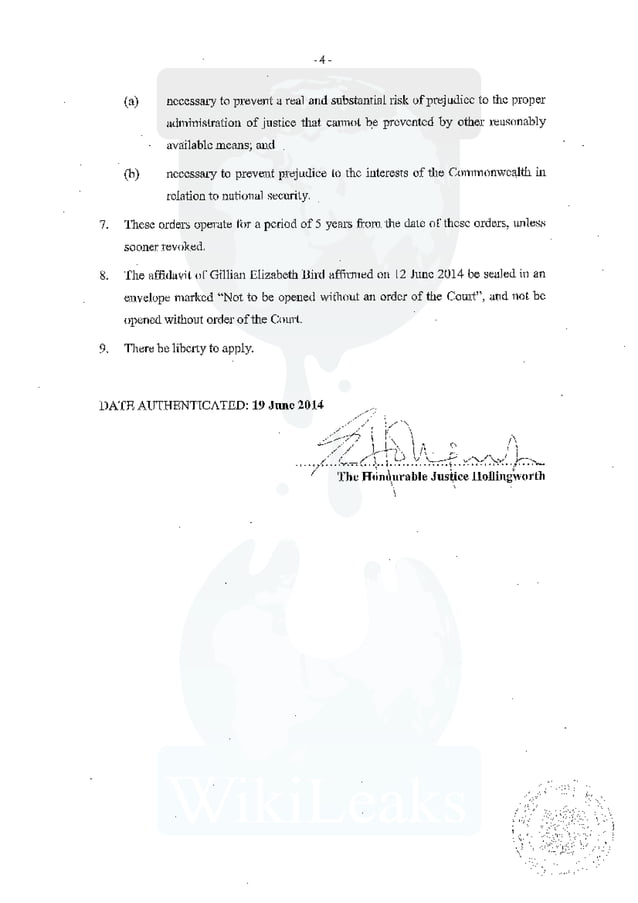 Wiki leaks australian-suppression-order | PDF | Politics