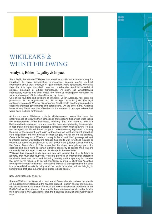 Wikileaks and whistleblowing | PDF | Business | Business and Finance