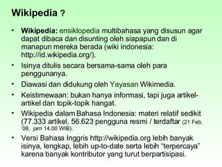 Wikipedia Dalam Pembelajaran | PPT