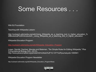 Wikipedia and Higher Education: Teaching with Wikipedia | PPT