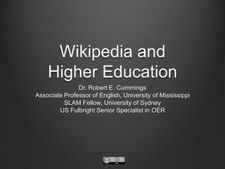 Wikipedia and Higher Education: Teaching with Wikipedia | PPT