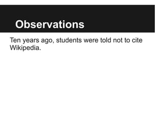 Wikipedia in the college classroom | PPT