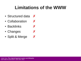 The original hypertext system and Wikipedia | PPT