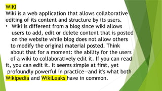 TYPES OF WIKI AND BLOGS LESSON 1 ICT GRADE 6 | PPTX