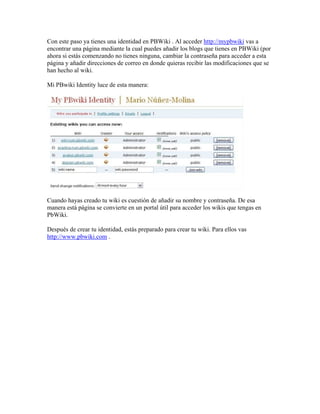 Creación de Wikis en PbWiki | PDF