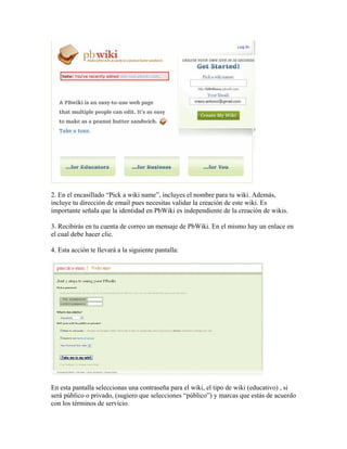 Creación de Wikis en PbWiki | PDF