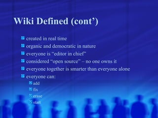 Wikis For Education | PPT