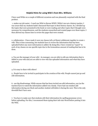 Wikis helpful hints | PDF | Technology & Computing
